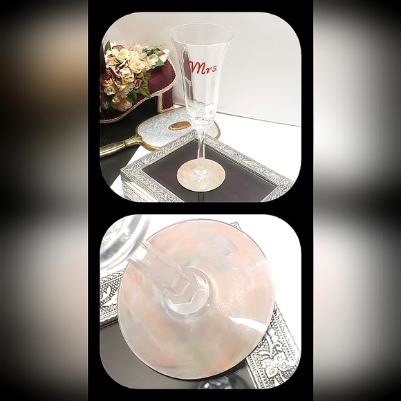 Lenox | Dining | Hand Painted Pink Metallic Mrs Crystal Champagne Glass ...